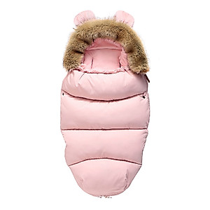 Baby Sleeping Bag Winter Keep Warm Baby Stroller Bunting Bags for 0-3 Year-old Universal Baby Stroller Sleeping Bag Footmuff Outdoor Thick Warm Infant Stroller Sleeping Blanket (Pink)