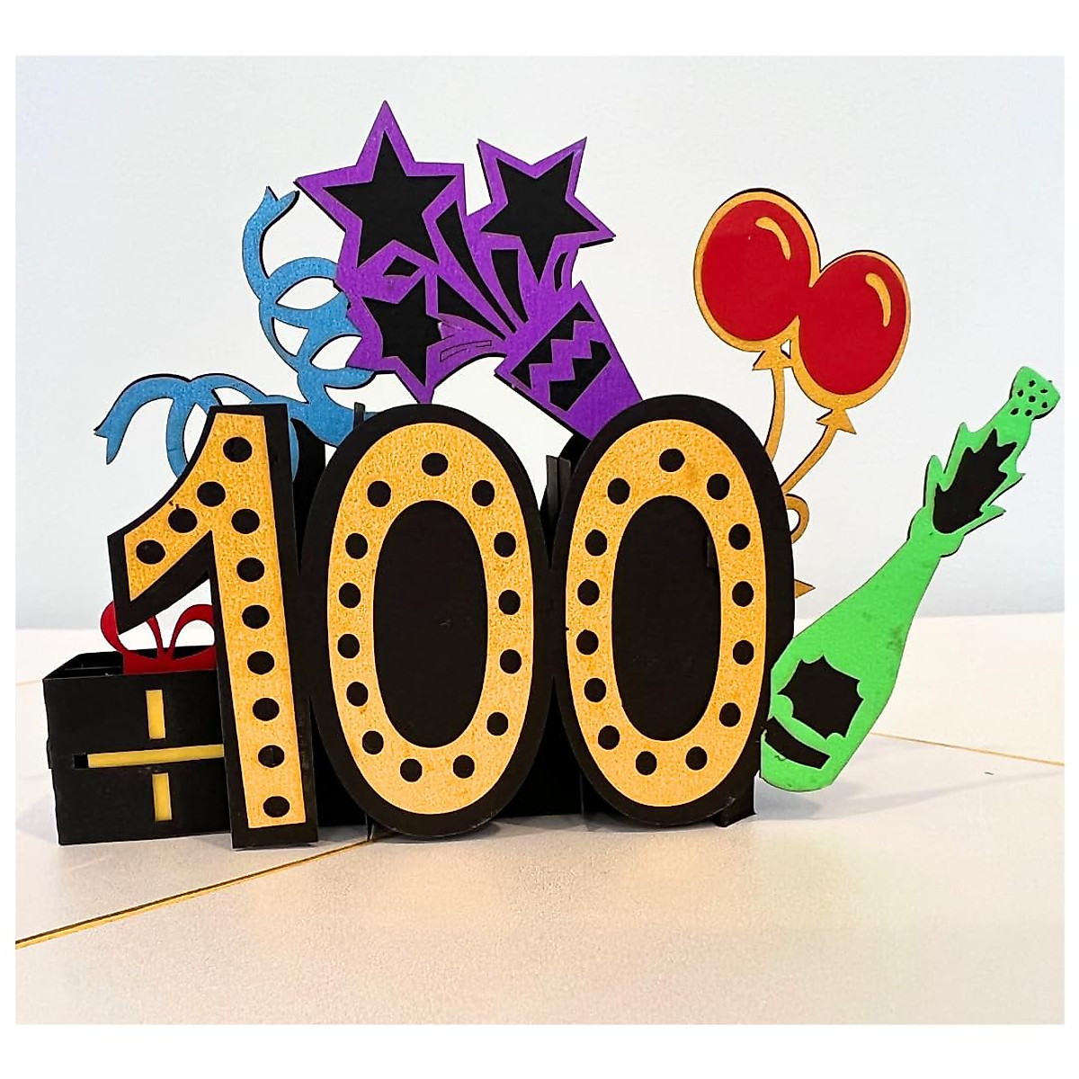 ALPHAK Happy 100th Birthday 3D Pop Up Card, Birthday 3D Greeting Card, 100th Birthday Gifts