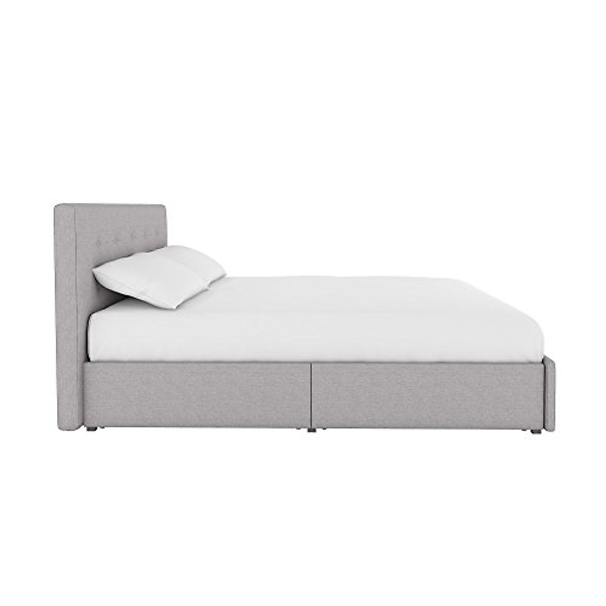 DHP Rose Upholstered Platform Bed with Underbed Storage Drawers and Button Tufted Headboard and Footboard, No Box Spring Needed, Full, Gray Linen