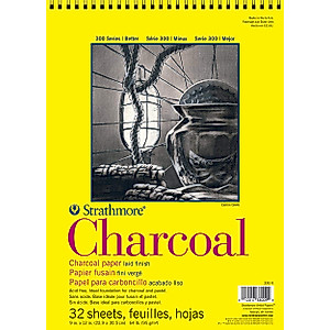 Strathmore 300 Series Charcoal Paper Pad, Top Wire Bound, 9x12 inches, 32 Sheets (64lb/95g) - Artist Paper for Adults and Students - Charcoal and Pastel