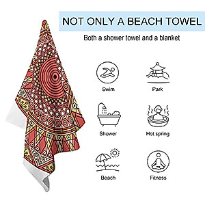 My Little Nest Bath Towels Quick Dry Bathroom Towels Colorful Ethnic Tribal Element Absorbent Shower Towels Soft Hand Towel Wash Cloths for Spa Pool Hotel Gym 31" x 51"