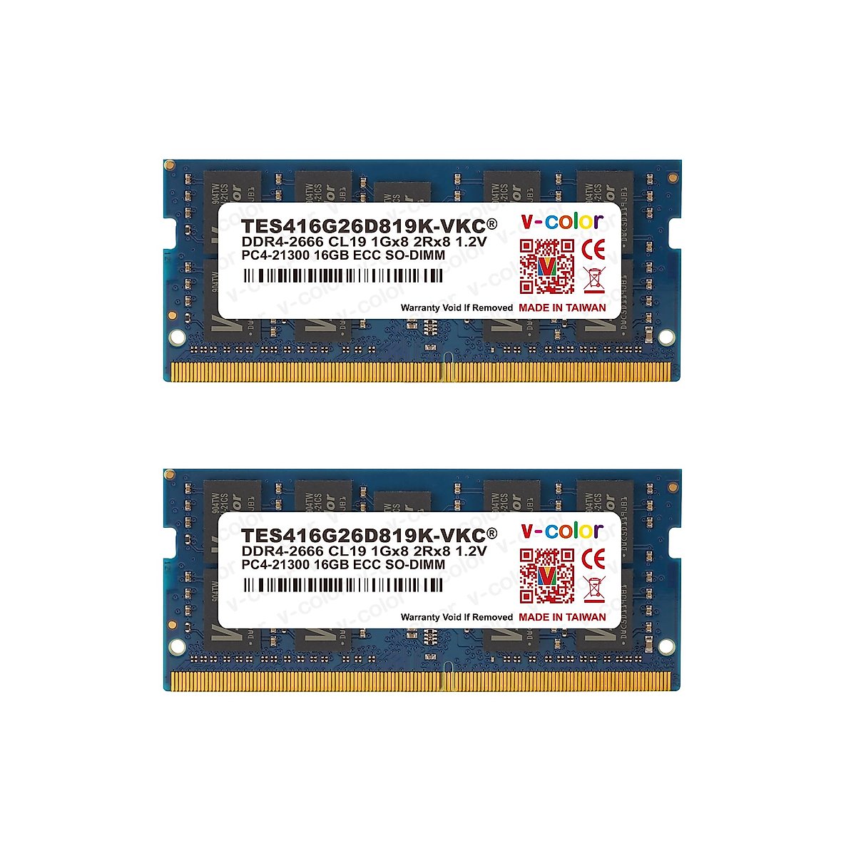 V-Color 32GB (2 x 16GB) ECC SO-DIMM DDR4 2666MHz (PC4-21300) for NAS Micro Server/Workstation/Compatible with Synology 21 Series 2Rx8 CL19 1.2V (TES416G26D819K-VKC)