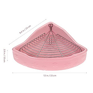 VILLCASE Rabbit Litter Tray, Rabbit Litter Box Ceramic Hamster Toilet Pet Potty Training Corner Cage Box Accessory for Rabbit Guinea Pig Chinchilla Small Animal, 12.97X9.43X3.93inch (Pink)