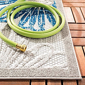 SAFAVIEH Cabana Collection Accent Rug - 4' x 6', Grey & Blue, Floral Design, Non-Shedding & Easy Care, Indoor/Outdoor & Washable-Ideal for Patio, Backyard, Mudroom (CBN801F)