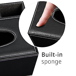 Tissue Box Cover Rectangular,Compatible with Kleenex Box Covers,Multifunctional Facial Tissue Box Holder with Remote Control Holder,Decorative Nighstand Organizer,Tissue Dispenser for Bathroom