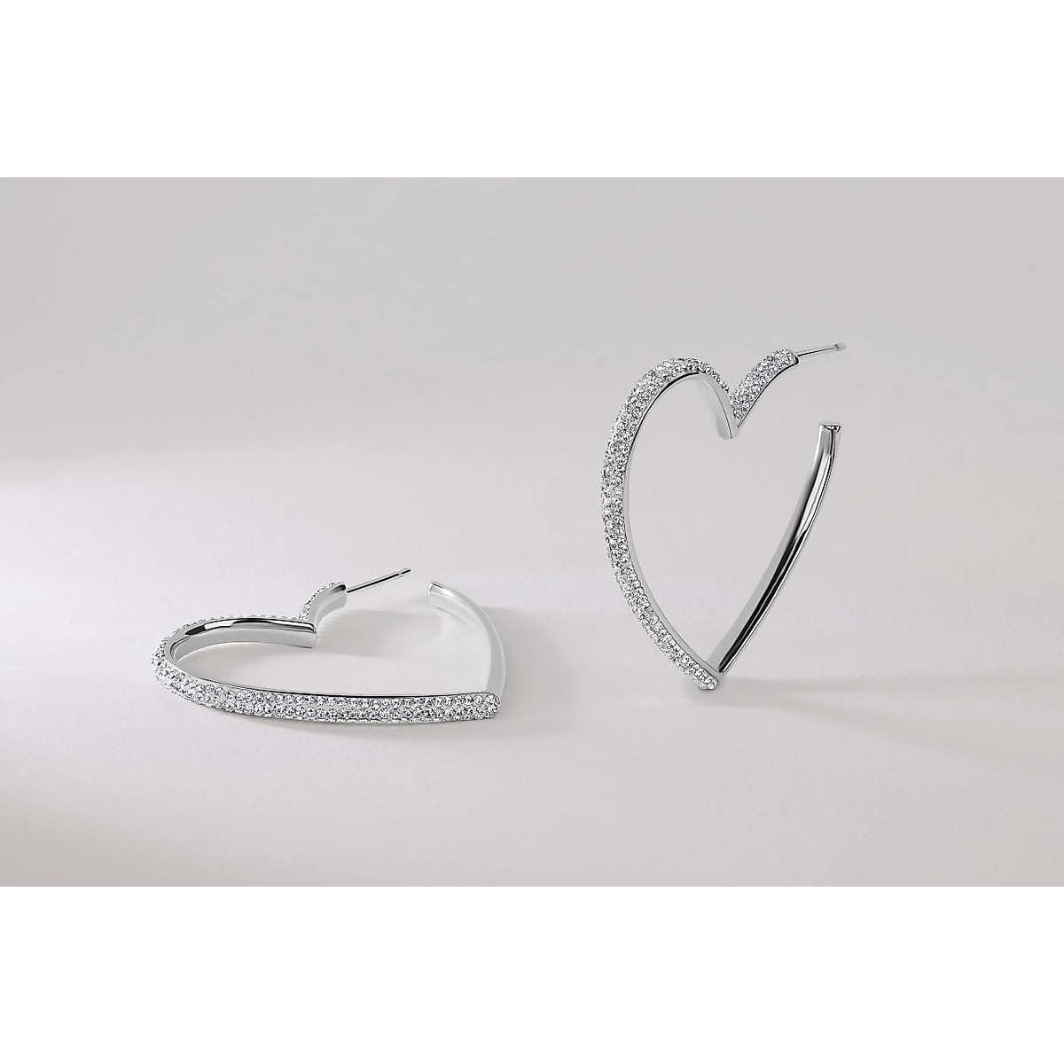 MILLA Heart Hoop Earrings - Silver & Gold Heart Earrings For Women, Ideal Gifts for Girlfriend or Cute Valentines Day Gifts For Her (Sterling Silver Plated)
