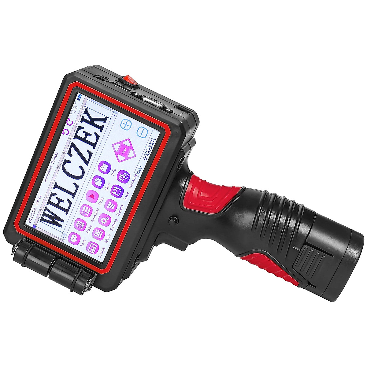 WELCZEK WK-02 Portable Intelligent Handheld Inkjet Printer, Printing Height (0.08-1 Inch) Inkjet Coding Machine for Logo Label Barcode Qr-Code Variable Data etc (Support 20 Languages)