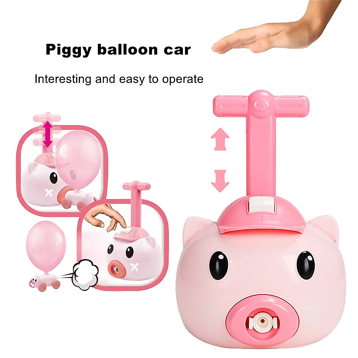XHSP Balloon Powered Pink Pig Cars - Pink Pig Balloon Cars Toy Set,Balloon Powered Launcher Kids Toys Science Education Toys for Children, Boys Girls, 6+ and Classroom