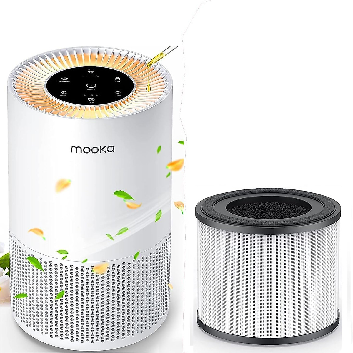 Air Purifier and Filter Combo, Air Purifiers for Home Large Rooms up to 1200ft², MOOKA H13 True HEPA Air Purifier for Bedroom Pets with Fragrance Sponge, Timer, Air Filter Cleaner