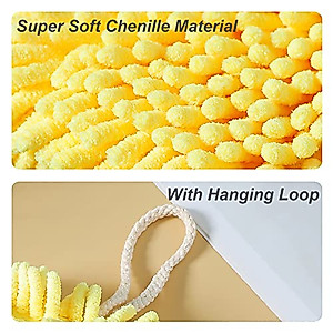 4 Pack Chenille Hand Towel Ball Soft Absorbent Microfiber Hanging Hand Towels Plush Quick-Drying Chenille Ball Hand Towels with Hanging Loops for Bathroom Kitchen (Multicolor)