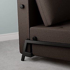 Serweet Chair Bed Sofabed for Adults Single, Convertible Folding Sofa for Living Room Bedroom Chair with Breathable Linen Fabric & Sturdy Metal Frame, Dark Brown