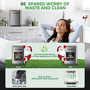 KEEPEEZ Electric Composter, 1-Gallon Largest Smart Waste Compost Bin Kitchen, Turn Waste into Natural Fertilizer 4-8h, Food Cycler Odorless,Detachable Carbon Filter, Kitchen Composter Energy Efficient