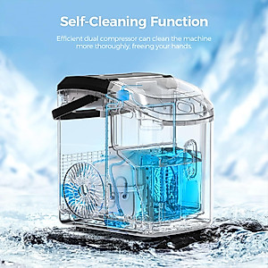Nugget Ice Maker Countertop with Chewable Ice, 35lbs/Day, Portable Ice Maker Countertop with Handle, One-Click Operation, Compact Design Crushed Pellet Ice Maker for Home/Kitchen/Office(Black)