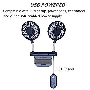THRRLY Desktop Fan, Monitor Clip on Fan with 2 Fan Heads, 3 Speeds Office Desk fan USB Powered Cooling Fan with Sturdy Adjustable Clamp, Strong Wind Quiet Personal USB Small Fan for Laptops, Desktop.