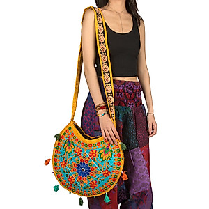 Floral Colorful Shoulder Bag Crossbody Hobo Satchel Hippie Boho Fashion Women Functional Stylish Everyday (Yellow Floral)