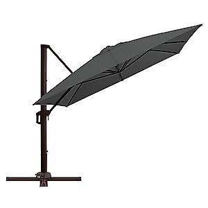 wikiwiki 11x11 FT Cantilever Patio Umbrella Outdoor Large Offset Square Umbrella w/ 36 Month Fade Resistance Recycled Fabric, 6-Level 360°Rotation Aluminum Pole for Deck Pool, Grey