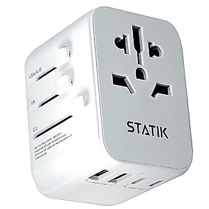 Statik GloboCharge Universal Travel Adapter to Over 200 Countries, 30W International Plug Adapter, 5 USB Ports Wall Charger with Type A & Type C, Fast Charging Worldwide Power Plug Adapter
