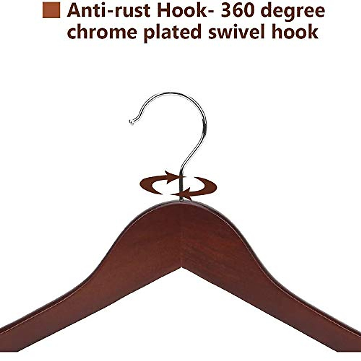 JS HANGER Multifunctional High Grade Solid Wooden Suit Hangers, Coat Hangers, Walnut Finish, 20-Pack