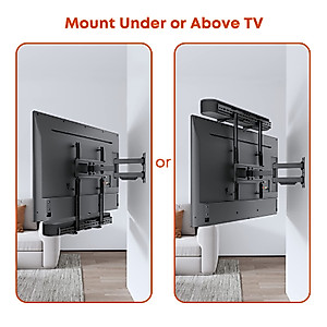 Sound Bar Mount Bracket Under Or Above TV,Soundbar Mount Bracket Extends 3.4"-6.1", Up to 33 Lbs with Non-Slip Base Holder,3 Installation Options,Max VESA 800x400mm