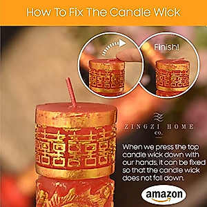 ZINGZIHOME Chinese Dragon and Phoenix Wedding Candles Red Traditional Double Happiness 1 Pair, 9.84 Inch Tall x 2 Inch Diameter, Great for Chinese Weddings Decoration as Well as Special Events