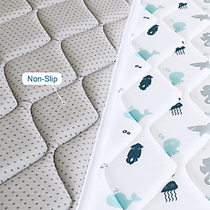 Premium Foam Baby Play Mat 71" X 59", Extra Large Activity Playmat for Babies and Toddlers, Baby Mat for Floor, Non Slip Cushioned Baby Play Mats for Floor, Kids Play Mat for Playpen Easy Clean, Whale