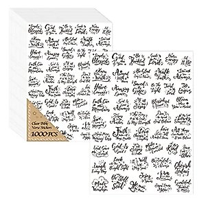 1000 PCS Bible Verse Stickers, Clear Inspirational Pray Stickers Encouraging Scripture Decals Jesus Christian Religious Faith Labels for Scrapbooks Bottles Computer Planner Diary Album Kids Adults