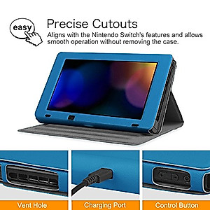 Fintie Protective Case for Nintendo Switch - [Multi-Angle Viewing] Ultra Slim Vegan Leather Play Stand Cover with Elastic Strap for Nintendo Switch 2017 - Royal Blue