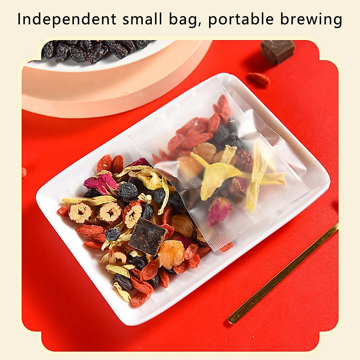 500g/17.6oz Brown Sugar Ginger Jujube Tea, with Brown Sugar Cube, Shredded Ginger, Jujube, Wolfberry, Longan, Red Rose, No Added, 20 Counts, for Women