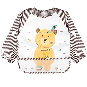 Accmor 4 Pack Long Sleeve Baby Bibs, Waterproof Sleeved Bib, Toddler Baby Bibs for 6-36 Months