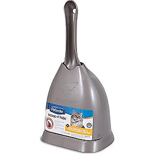 Petmate Scoop and Hide Cat Litter Scoop with Storage Compartment and Built-in Rake, Durable Long Handle Litter Scooper, Deep Shovel for Maximum Sifting