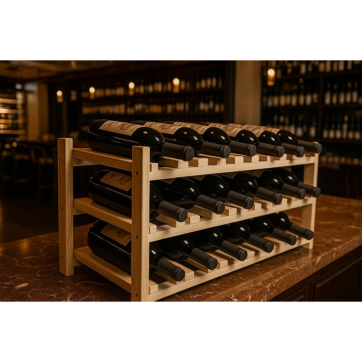 Wine Racks America Pine 72 Bottle Stackable. Unstained