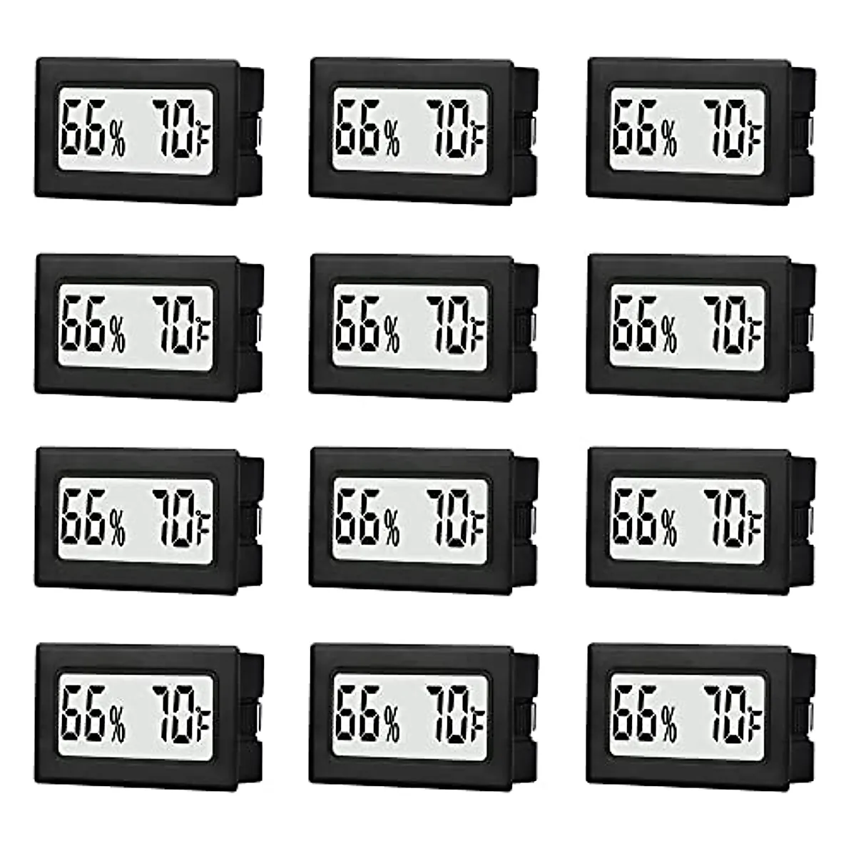 12 Pack Mini Small Digital Hygrometer Thermometer Indoor Temperature and Humidity Meter Gauge with Temp Humidity Sensor Monitor Fahrenheit (℉) for Jars,Home,Room