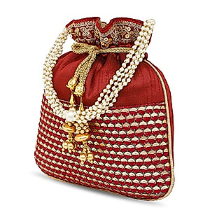 Aheli Potli Bags for Women Evening Bag Clutch Ethnic Bride Purse with Drawstring(P05M)