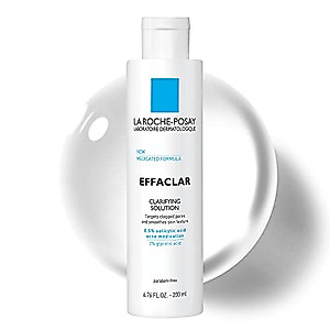 La Roche-Posay Effaclar Clarifying Solution Acne Toner with Salicylic Acid and Glycolic Acid, Pore Refining Oily Skin Toner, Gentle Exfoliant to Unclog Pores and Remove Dead Skin Cells