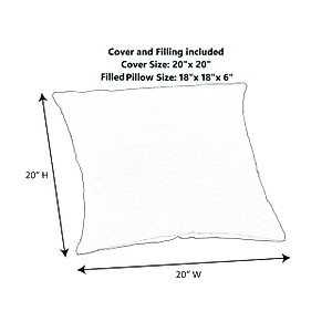 Naturesroom Sunbrella Outdoor Pillows for Patio Furniture - 20" W x 20" L x 6" T, Waterproof Throw Pillow with Comfort, Style & Durability Designed for Outdoor Living - Made in The USA