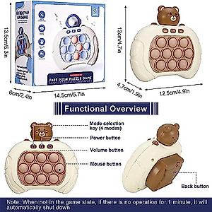 Pocket Game for Kid, Cool Pocket Game Kids, Pocket Game Console for Kids, Quick Push Bubble Competitive Game Console Series, Decompression Toy Mini Portable, USB Rechargeable (1Pc, Rabbit)