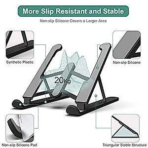 Harita Foldable Laptop Stand, Laptop Holder Riser Computer Stand, Adjustable Height Portable Notebook Stand, Compatible with 10-15.6” Laptops and Tablets (Black)
