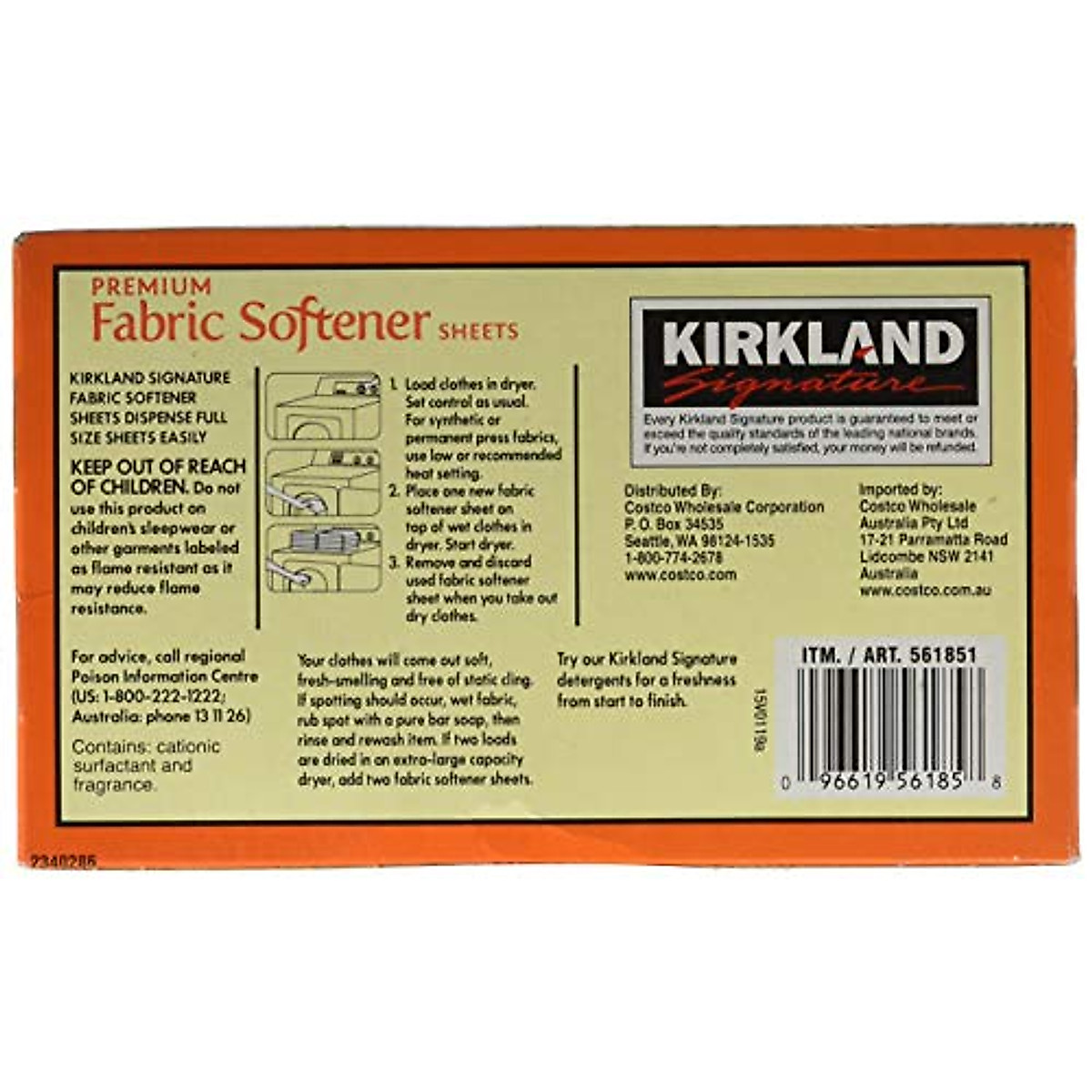 Kirkland Signature Fabric Softener Sheets 250CT (2packs)