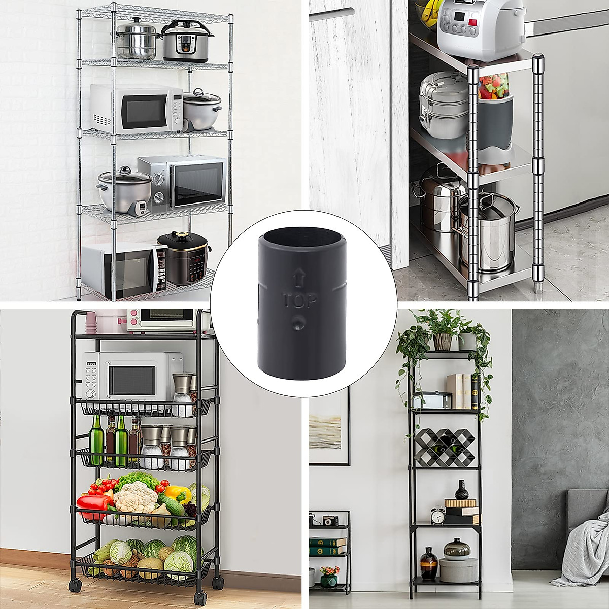 72 Pcs Wire Shelving Shelf Lock Clips for 1" Post - 36 Pairs of Shelving Sleeves Replacements for Wire Shelving System Plastic Accessories Parts