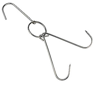 TIHOOD 3 PCS 9.4" Stainless Steel Double Meat Hooks Roast Duck Bacon Shop Hook BBQ Grill Hanger Cooking Tools Accessories (9.4" X3)