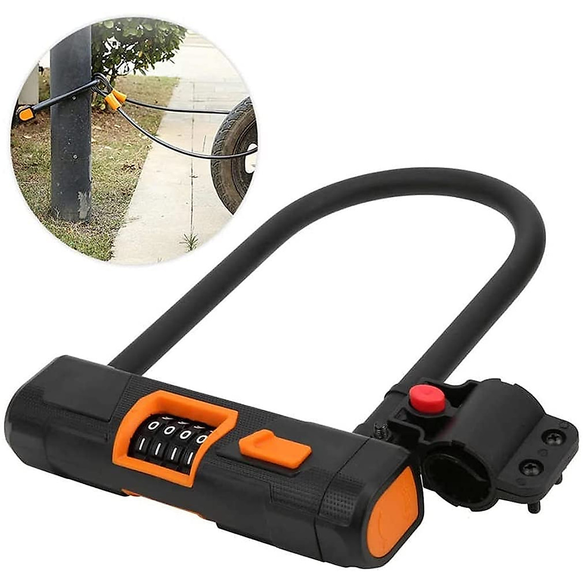 XIXIDIAN Bike U Lock Heavy Duty Bike Lock Bicycle Lock,U Lock and 4 ft Length Security Cable with Sturdy Mounting Bracket