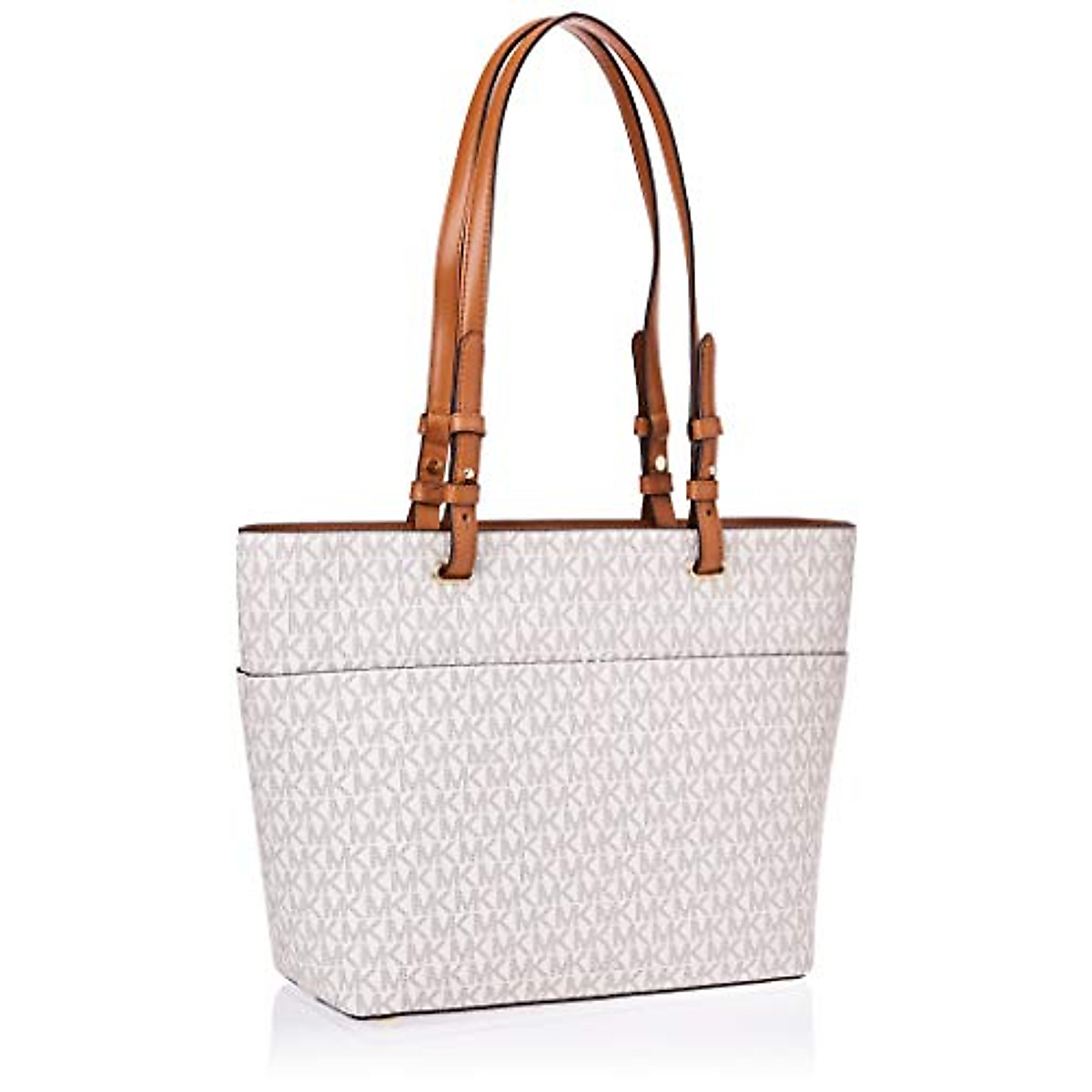 Michael Kors Bedford Medium Top Zip Pocket Tote Vanilla/Acorn One Size