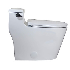 WinZo WZ5081 Elongated One Piece Toilet Low Profile, High Efficiency Side Flush 1.28 GPF with Soft Close Seat White