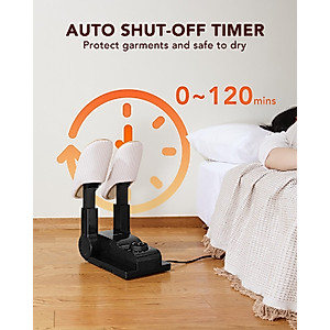 FORLIM Boot Dryer for Work Boots, Shoe Dryer with Heat Blower, Glove Dryer & Boot Warmer - 180° Adjustable Dry Rack - Telescopic Bendable Dry Ports - Intelligent Timer - Black