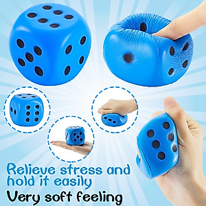 Zomiboo 2 Pcs Large Foam Dice Soft Jumbo Dot Dice Learning 6 Sided Foam Dice Fake Giant Dice Anxiety Relieve Dice Gifts for Christmas Stress Relief(Red, Blue,2.3 Inch)