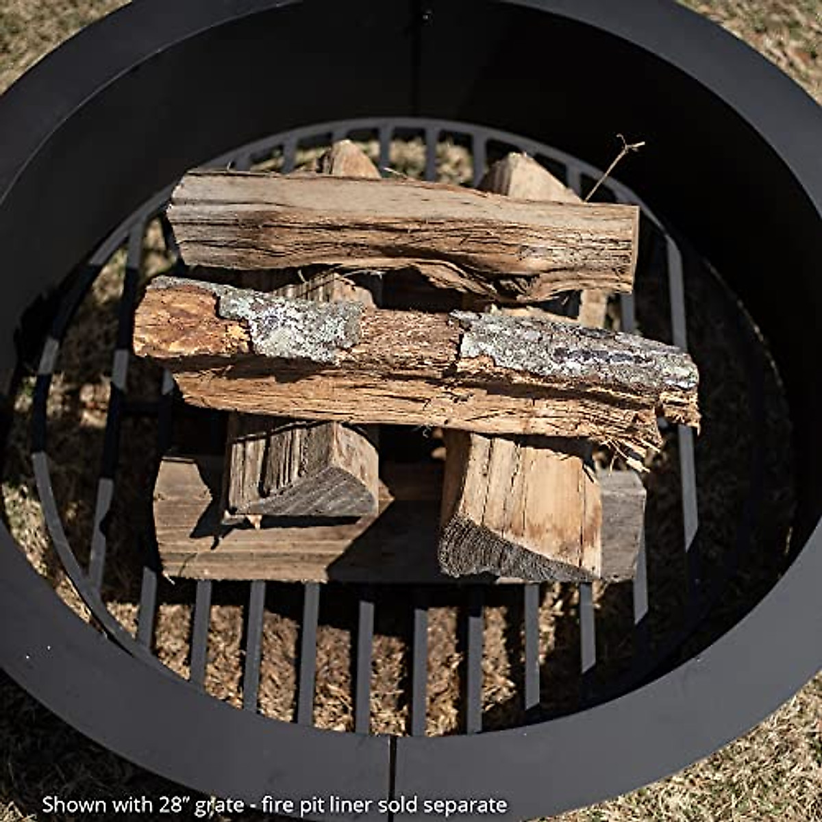 TITAN GREAT OUTDOORS Round 28.5in Fire Pit Grate, Heavy Duty 1/2in Steel Elevated Log Wood Pit Grate, Burning Fireplace and Firepits