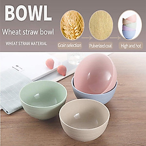 WSRYFDC Unbreakable Cereal Bowls - 24 Oz Natural Wheat Straw Bowls For Kitchen, Microwave & Dishwasher Use – Biodegradable bowl, Eco-friendly Tableware Noodle, Rice, Soup Bowls Set of 4