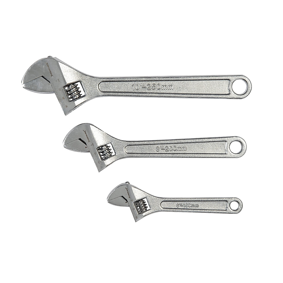 Silverline WR03 Adjustable Wrench Set 150, 200 and 250 mm - 3 Pieces