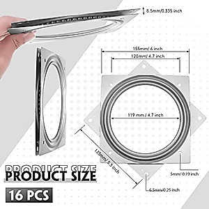 16 Pack Lazy Susan Hardware 6 Inch Turntable Bearing Square Rotating Swivel Plate 110 lbs Capacity 5/16 Inch Thick Lazy Susan for Serving Trays Kitchen Storage Rack Zinc Plated Steel Swivel Plate