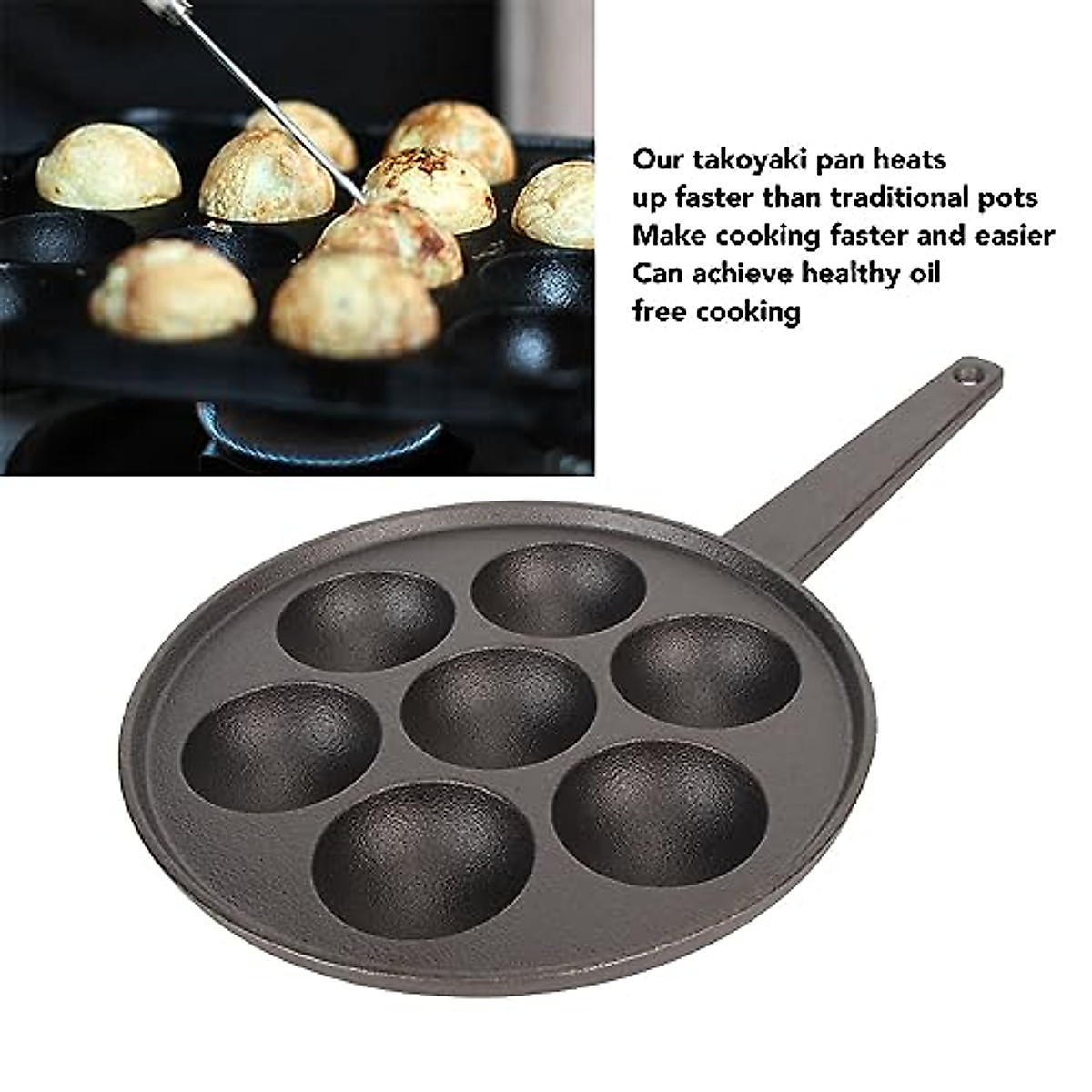 Takoyaki Grill Pan, 7 Holes Nonstick Takoyaki Grill Pan for Restaurant for Kitchen